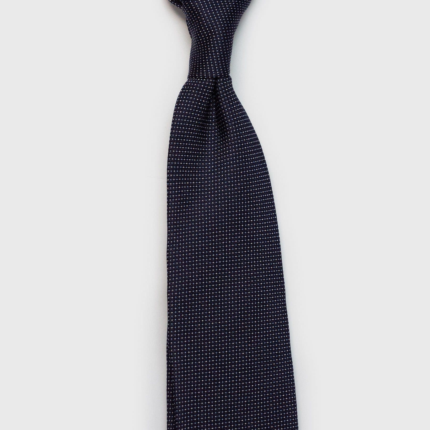Micro Patterned Navy Blue Tie - Luxurious Six-Fold Craftsmanship – Aklasu