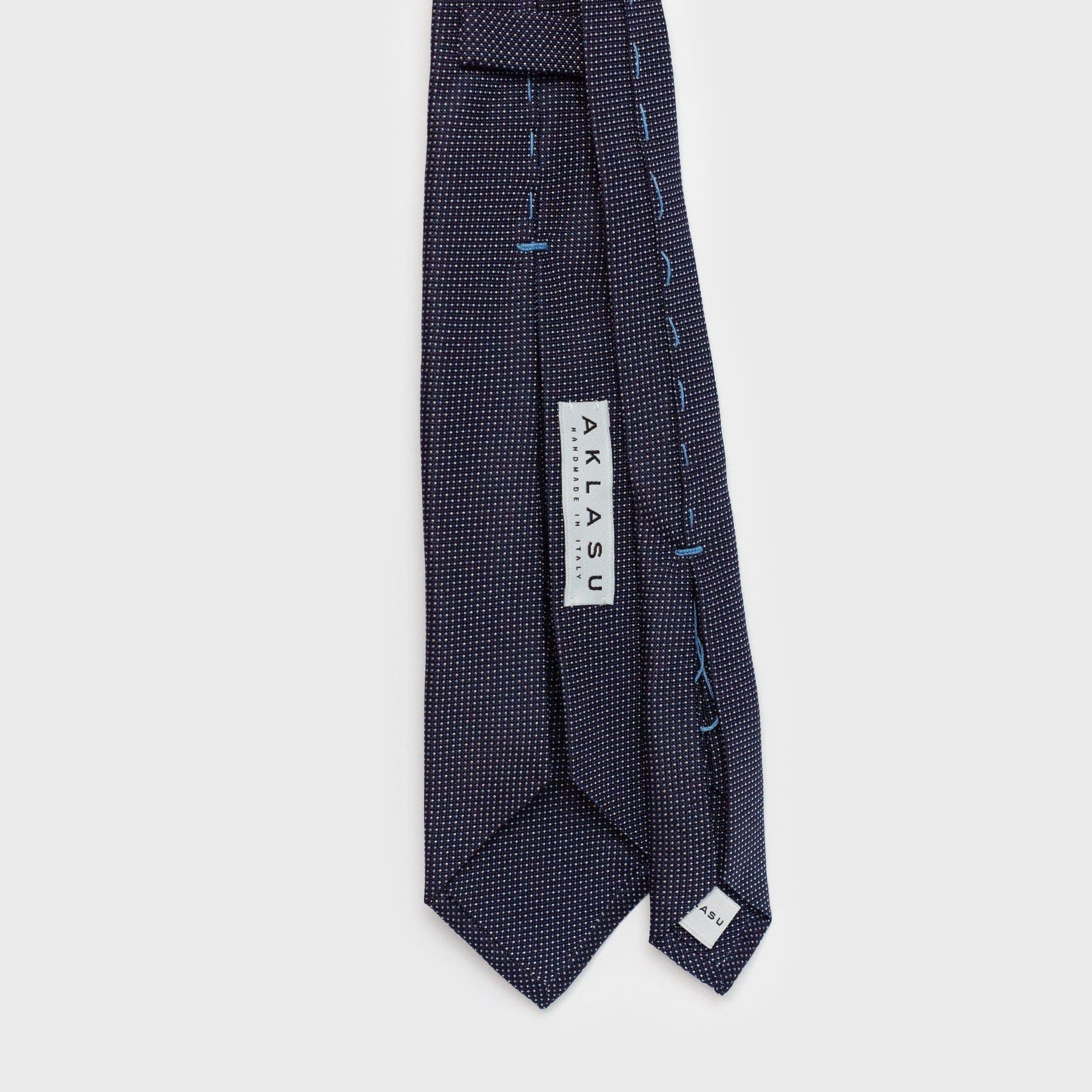 The Micro Patterned Navy Blue Handmade Tie - Italian Made Six-Fold
